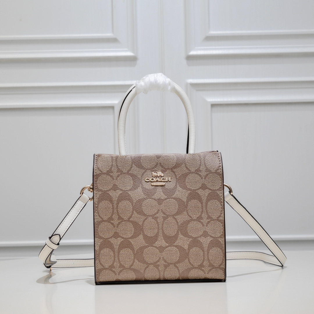 コーチ COACH ショルダーバッグ シグネチャー コーテッド キャンバス ミニ キャリー クロスボディー ベージュ×ホワイト IMDJ8 ...